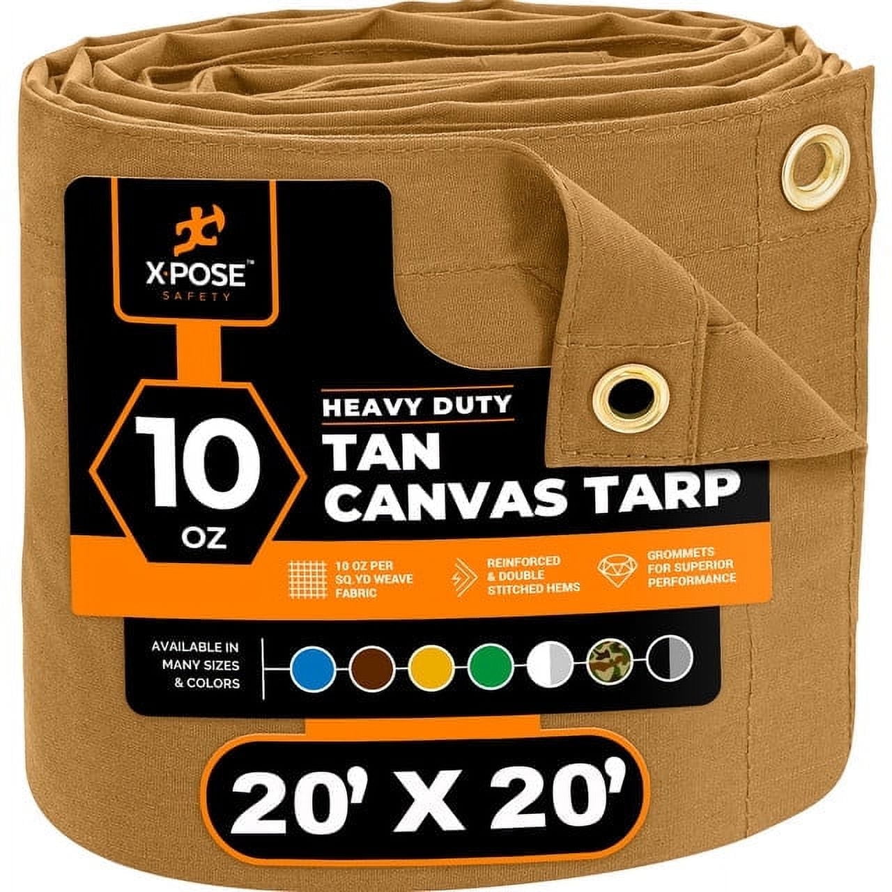 Xpose Safety Canvas Tarp - 10oz Tan Poly Canvas Tarps Heavy Duty Water ...