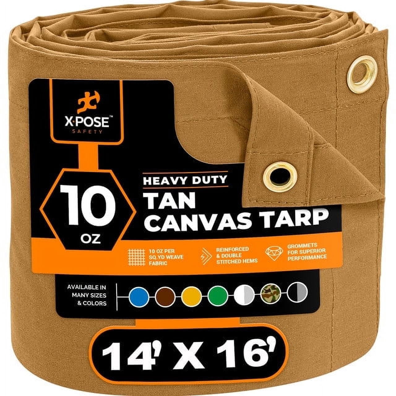 Xpose Safety Canvas Tarp - 10oz Tan Poly Canvas Tarps Heavy Duty Water ...