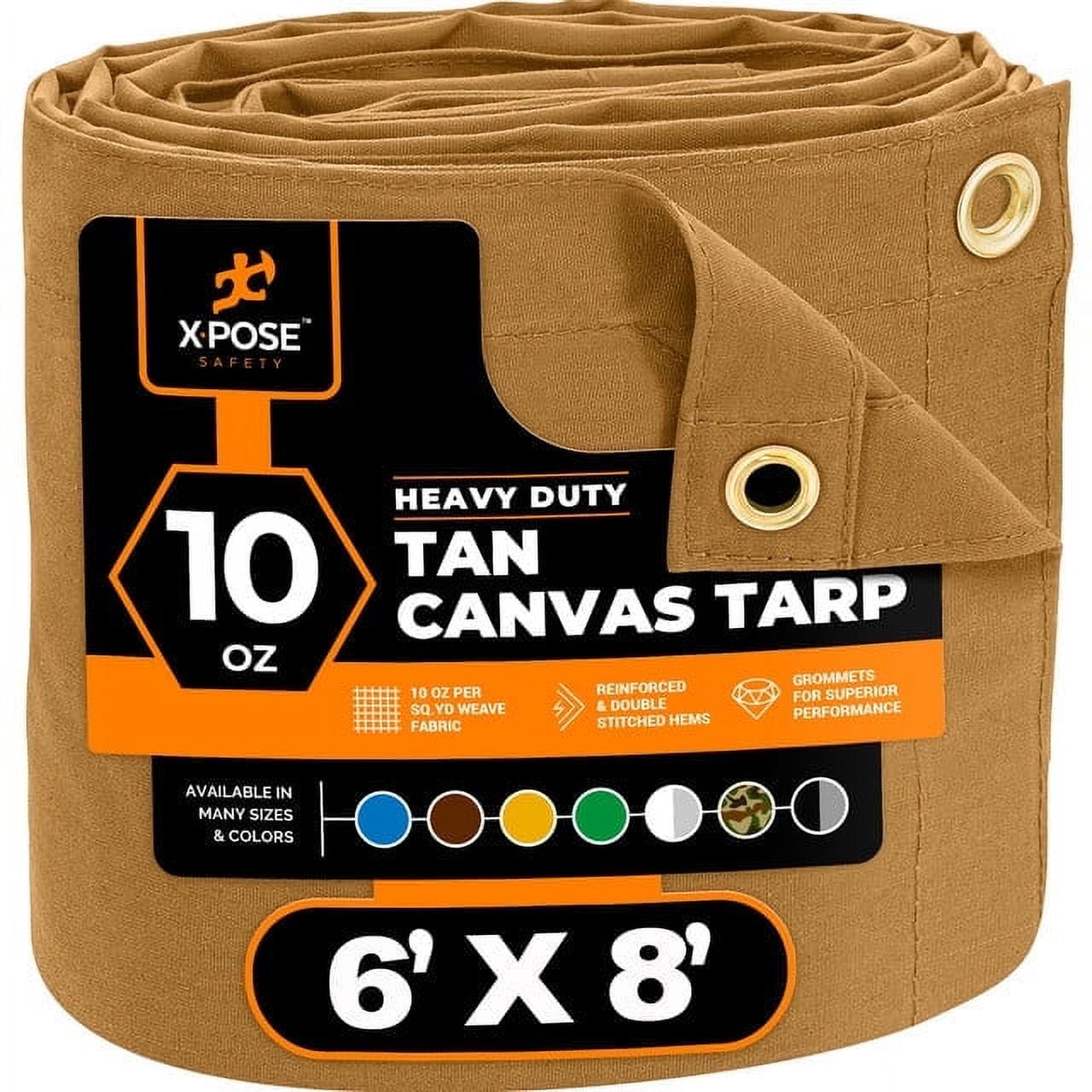Xpose Safety Canvas Tarp - 10oz Tan Poly Canvas Tarps Heavy Duty Water ...