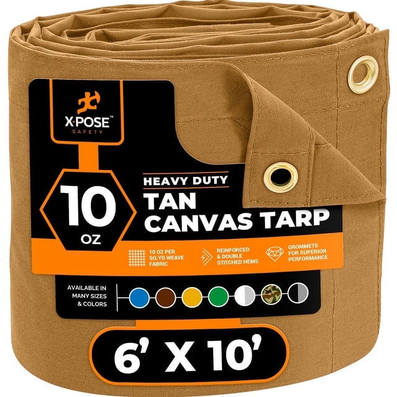 Xpose Safety Canvas Tarp - 10oz Tan Poly Canvas Tarps Heavy Duty Water ...