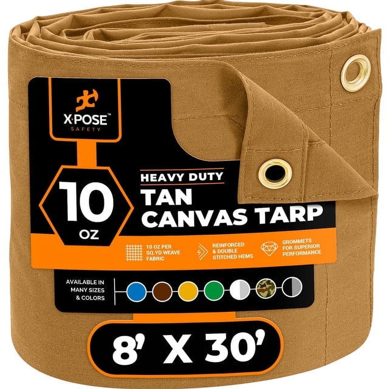Xpose Safety Canvas Tarp - 10oz Tan Poly Canvas Tarps Heavy Duty Water ...