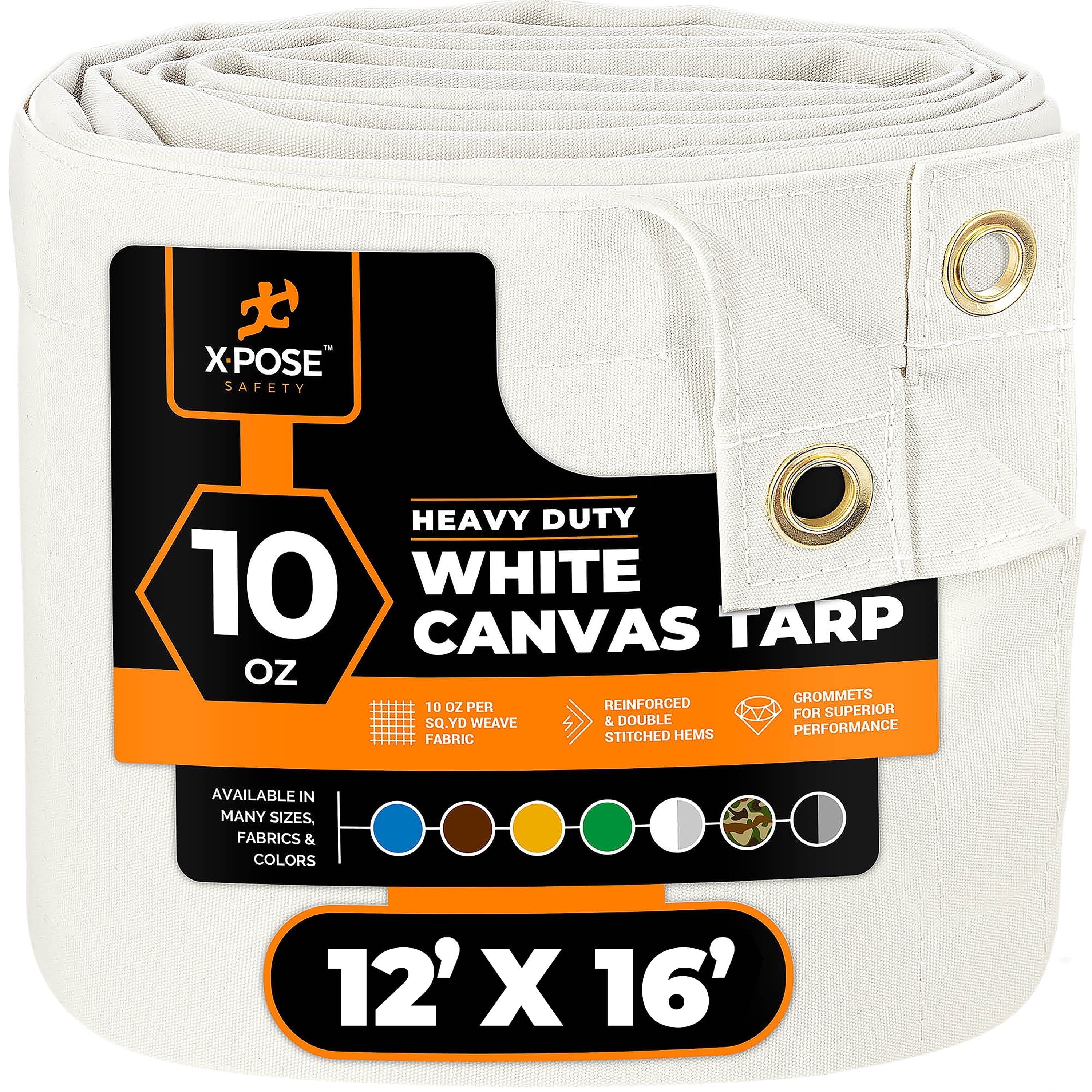 Xpose Safety Canvas Tarp - 10oz White Poly Canvas Tarps Heavy Duty ...