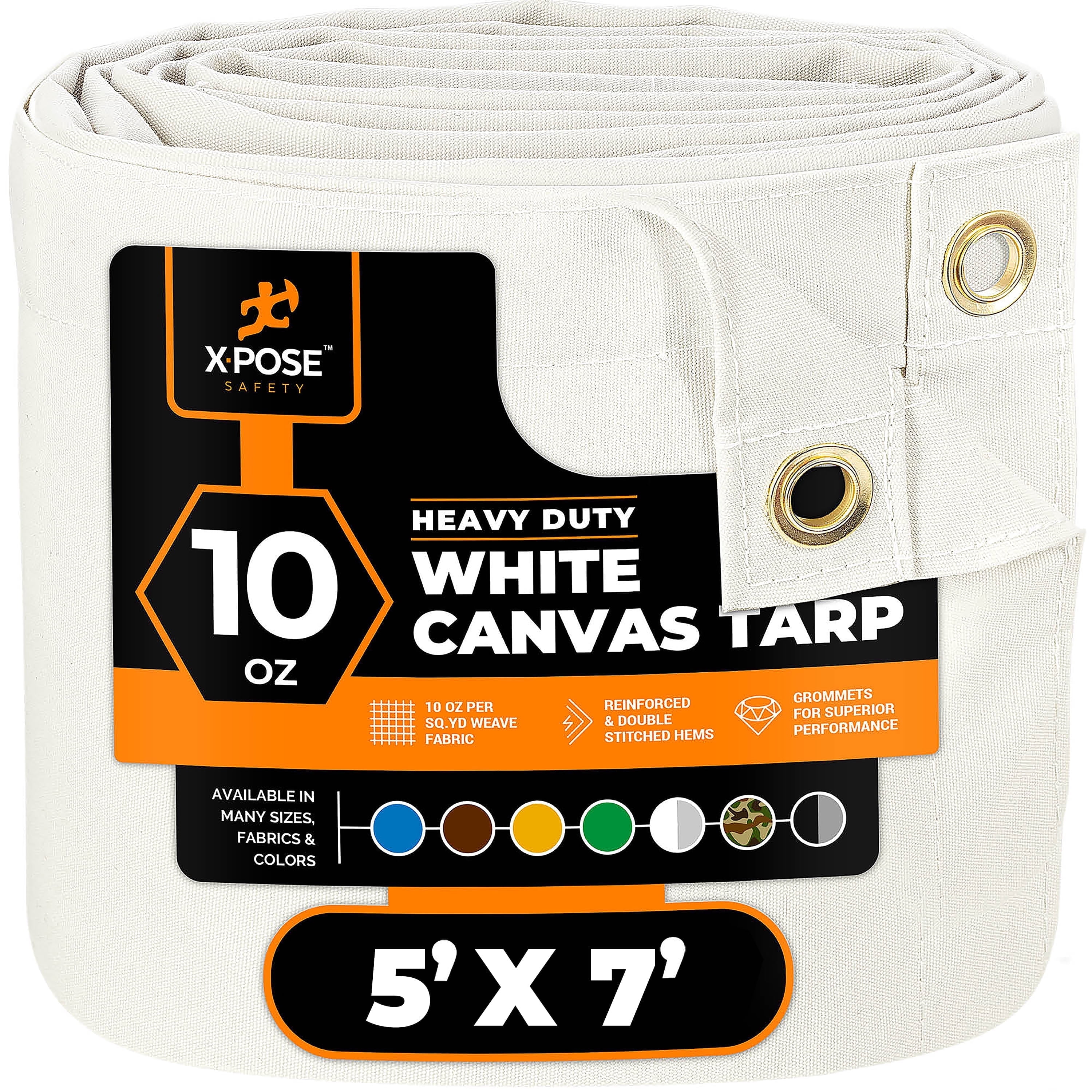 Xpose Safety Canvas Tarp - 10oz White Poly Canvas Tarps Heavy Duty ...