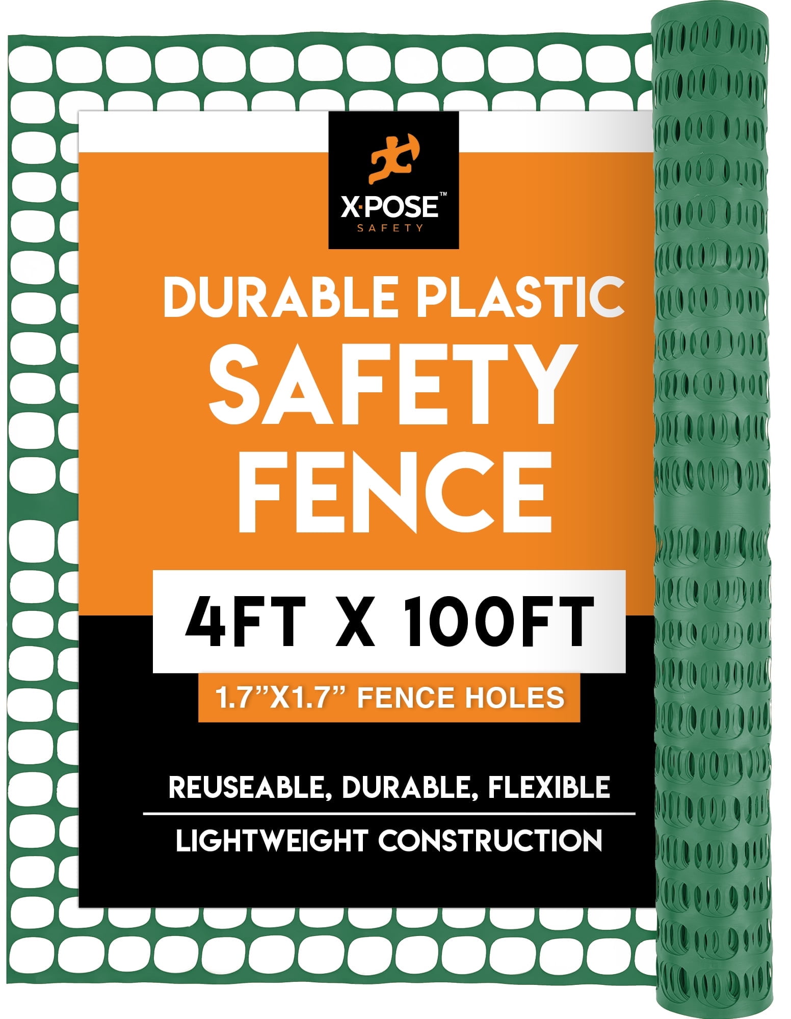 Xpose Safety Green Safety Privacy Fence - 4' x 100' - Garden Netting ...