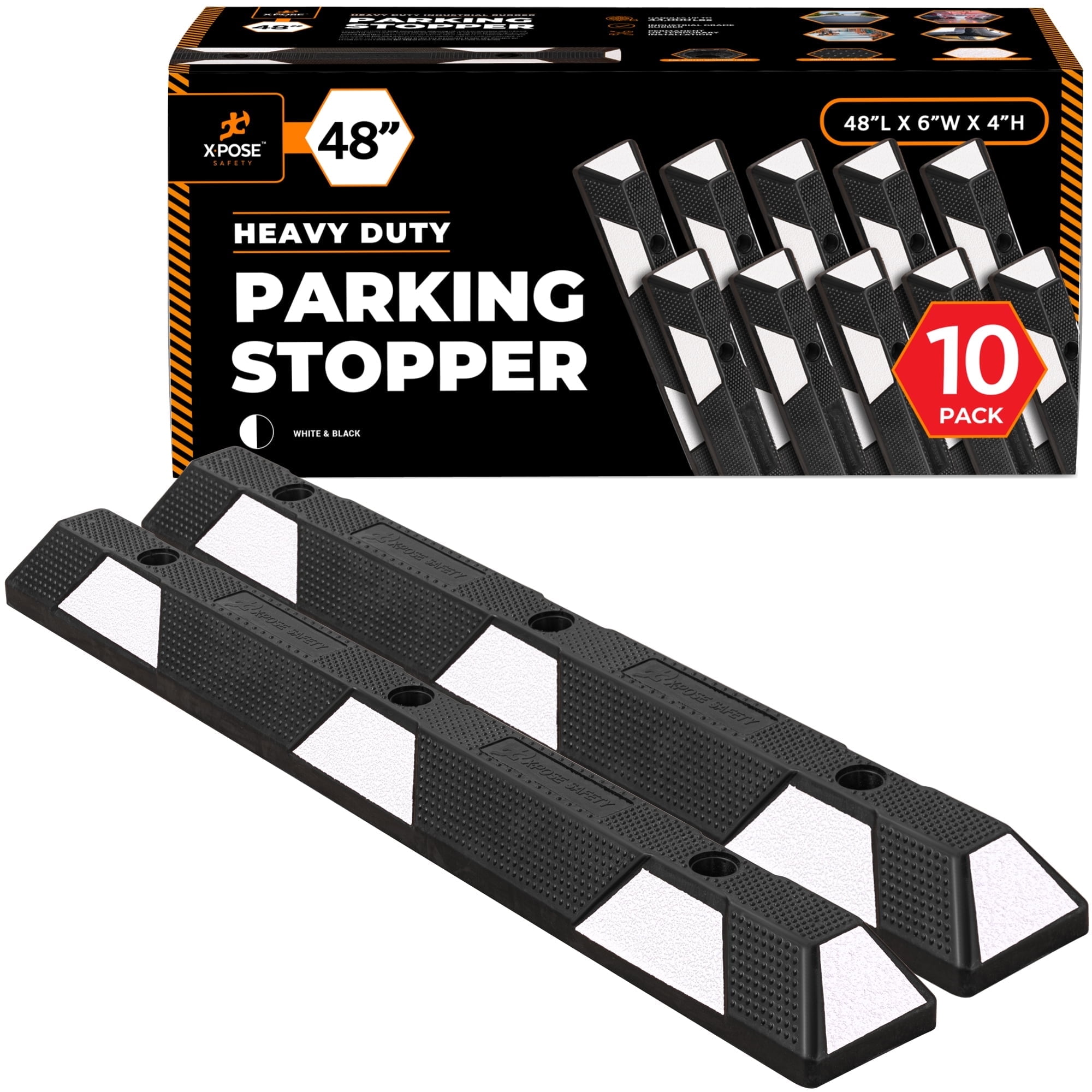 Xpose Safety Parking Block Curb Stop, 48" Heavy Duty Parking Stop ...