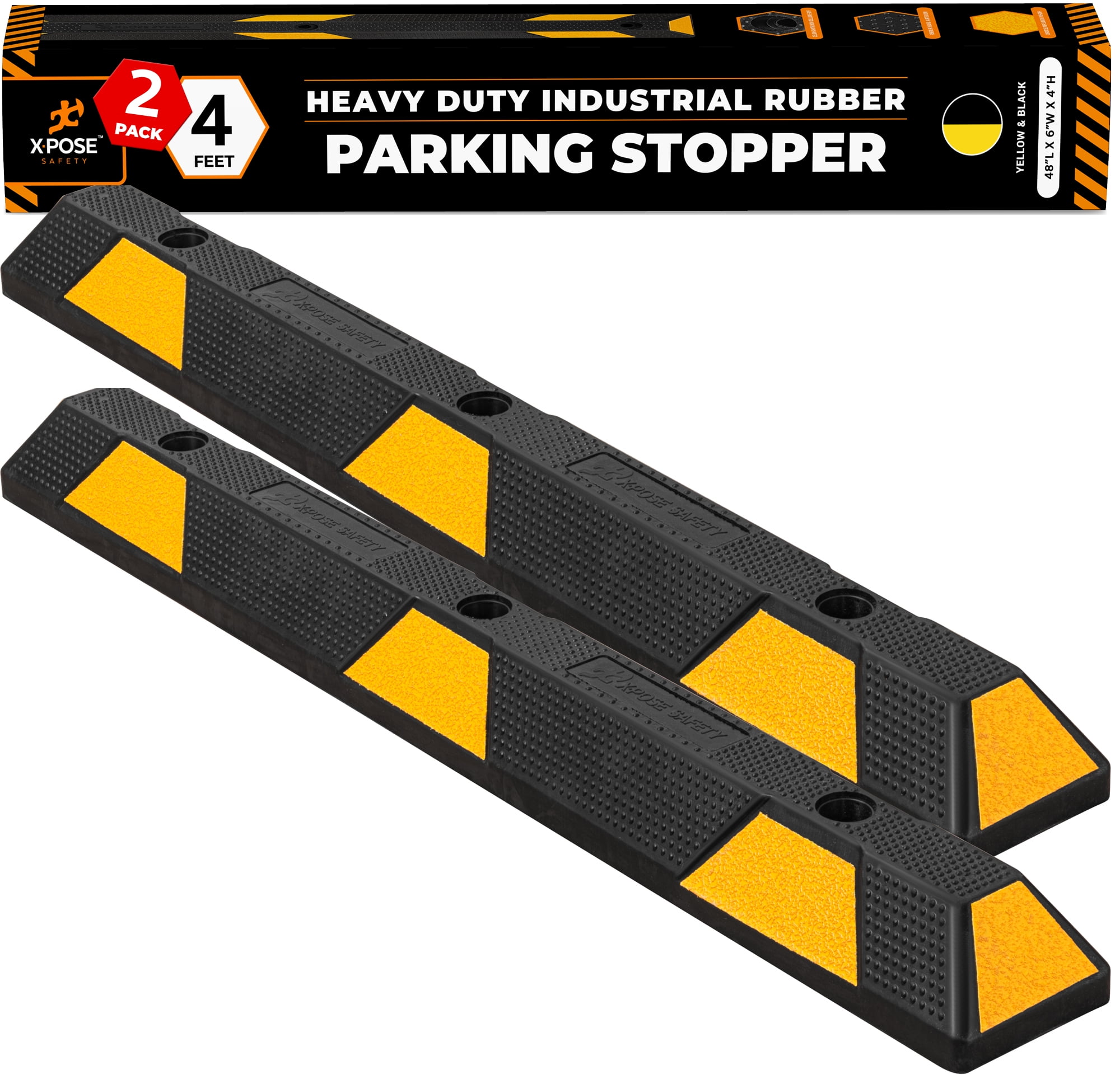 Xpose Safety Parking Block Curb Stop, 48" Heavy Duty Parking Stop ...