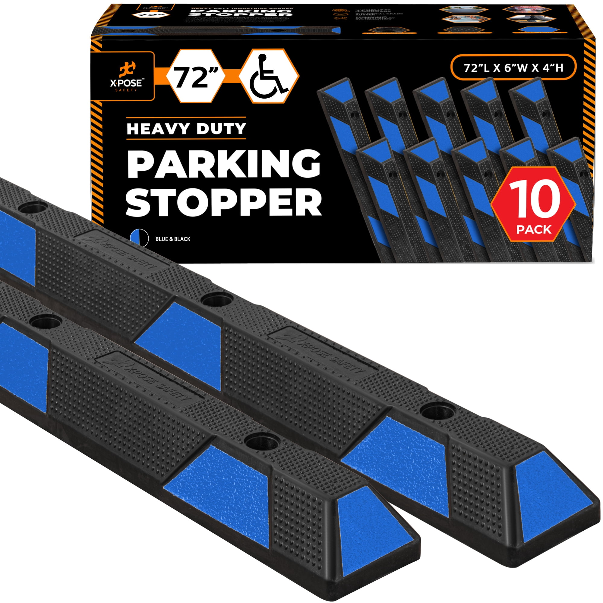 Xpose Safety Parking Block Curb Stop, 72" Heavy Duty Parking Stop ...