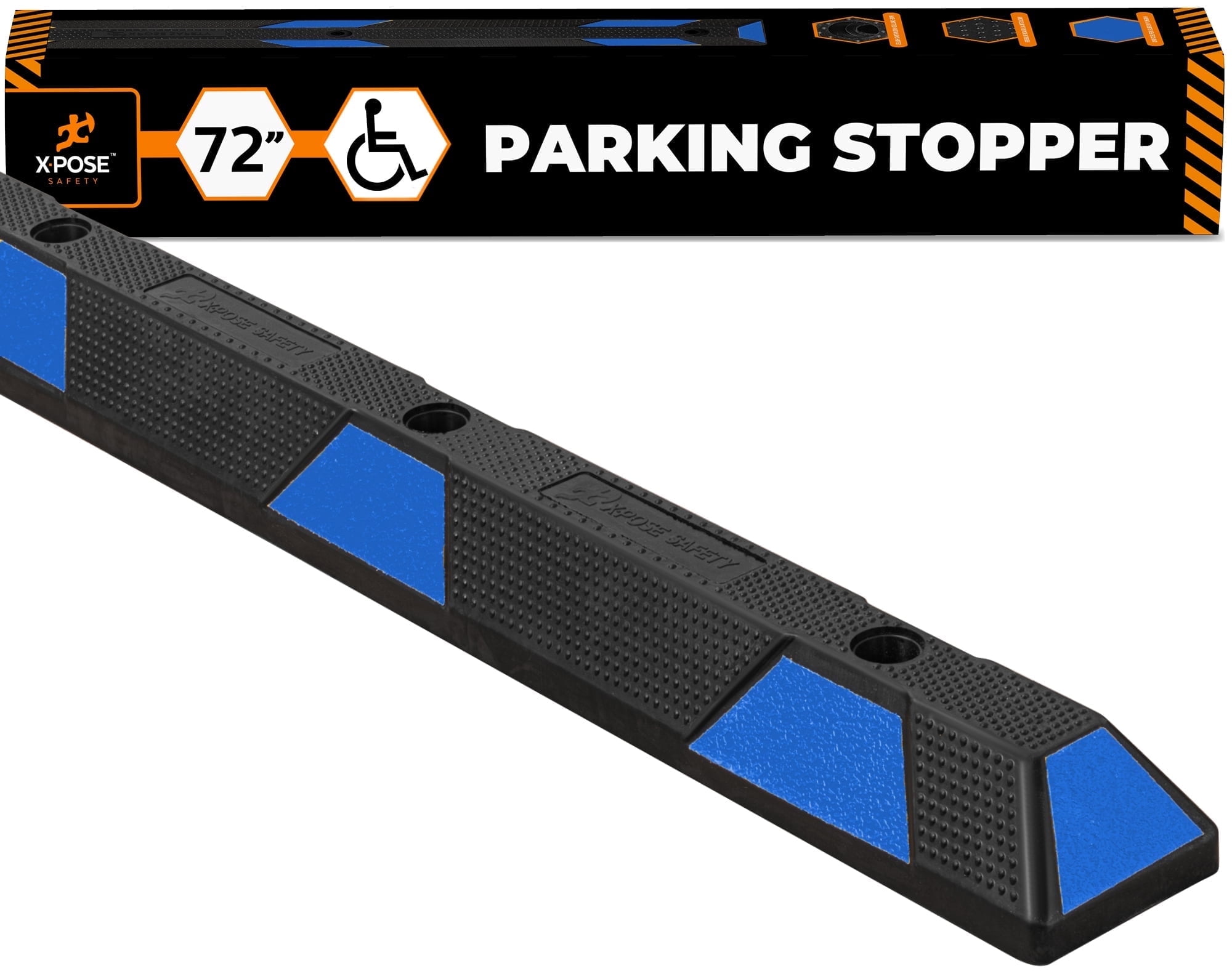 Xpose Safety Parking Block Curb Stop, 72" Heavy Duty Parking Stop ...