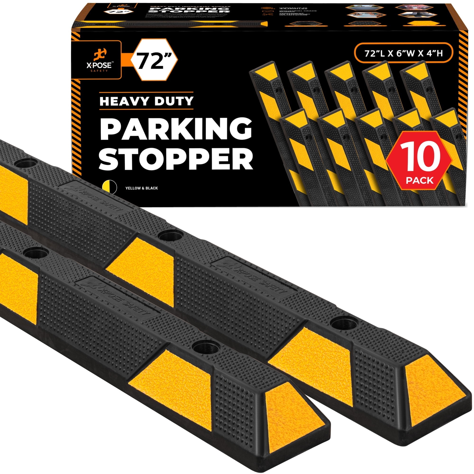 Xpose Safety Parking Block Curb Stop, 72" Heavy Duty Parking Stop ...