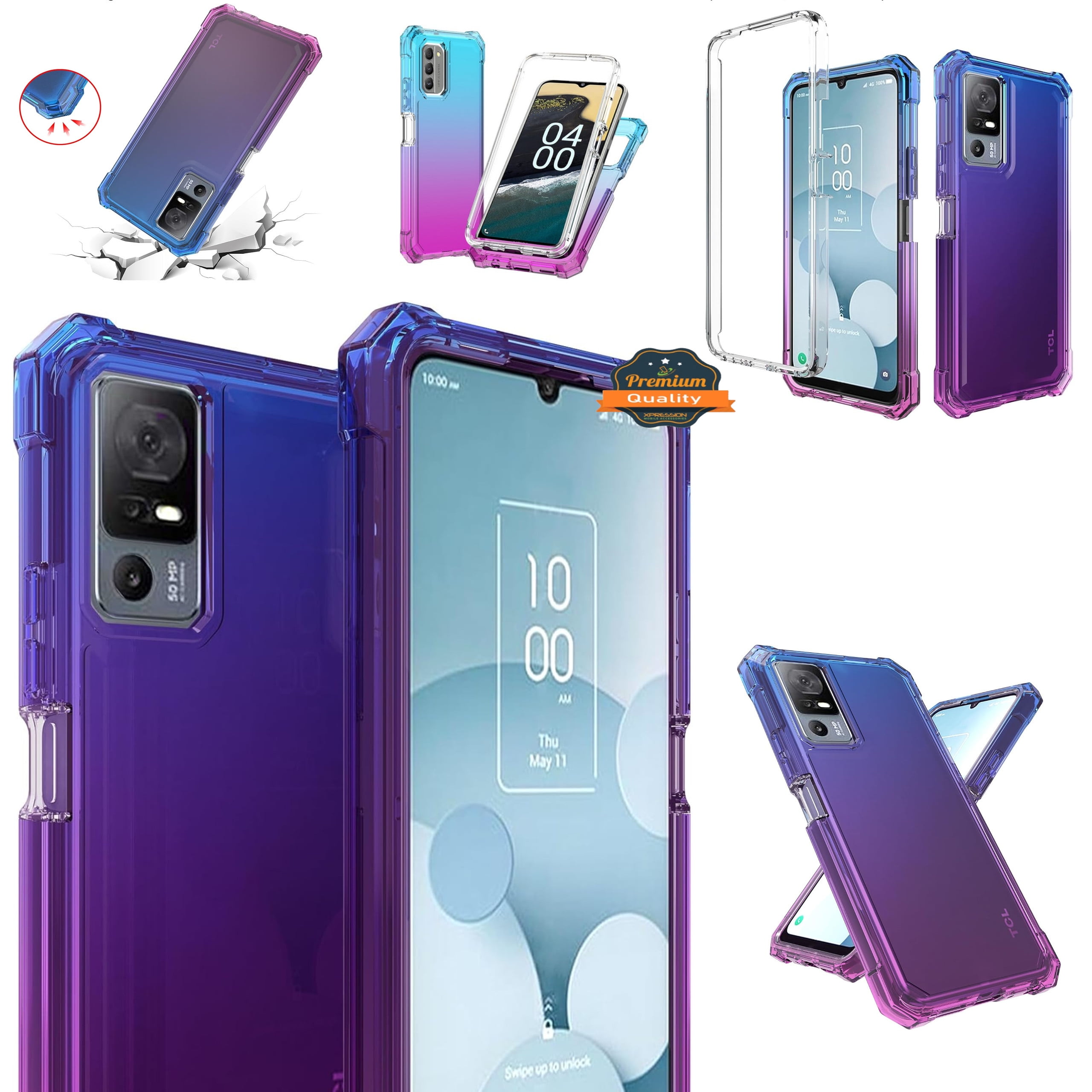 Xpression Phone Case For Cricket Debut S2, AT&T Calypso 4 Full-Body Gradient Dual Layer Hybrid ...