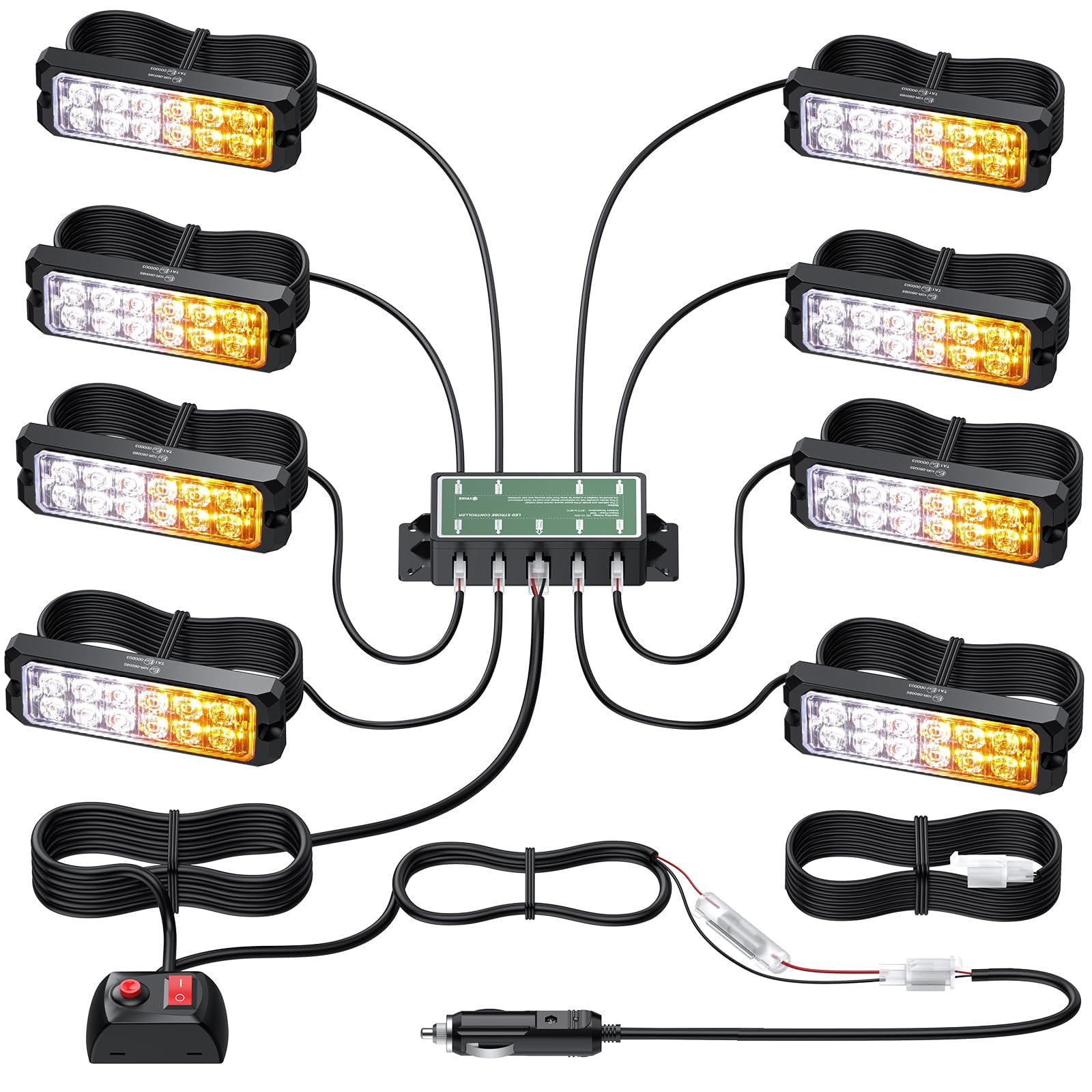 Xprite 10PCS LED Emergency RRF12 Strobe Lights, Amber White 12-LED ...
