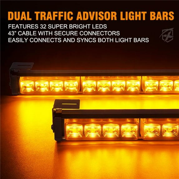 Xprite 17 in. Blue Dual LED Directional Traffic Advisor Light Bars ...