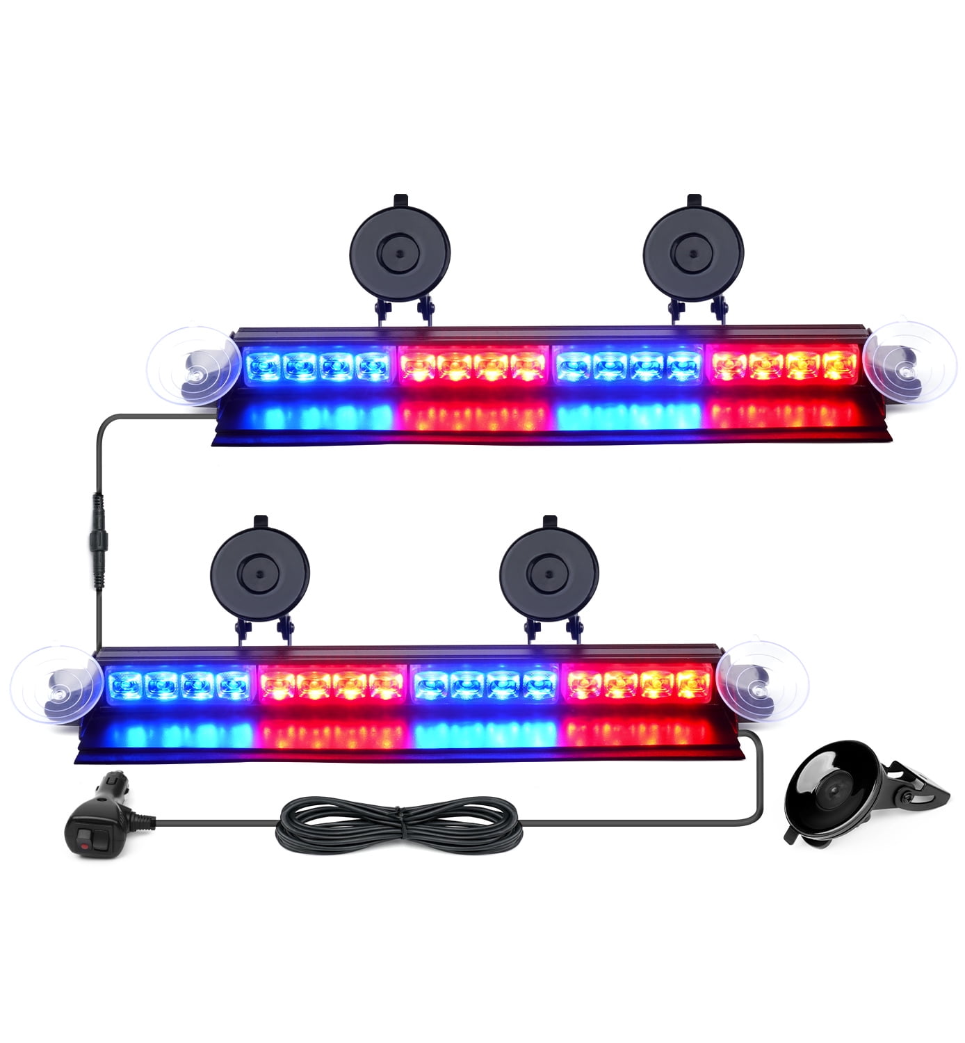 Xprite 32LED Windshield Dash Strobe Dual Light Bar with Suction Cup ...