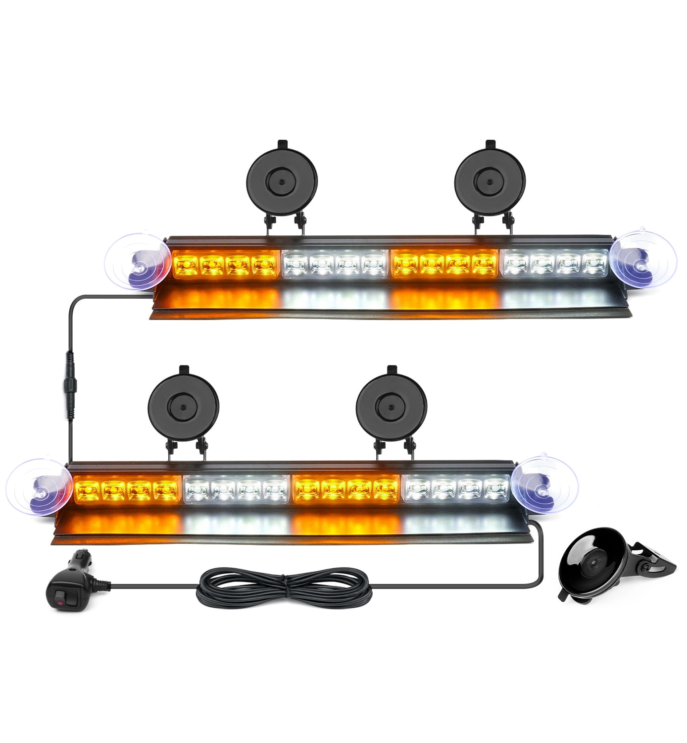 Xprite 32LED Windshield Dash Strobe Dual Light Bar with Suction Cup ...