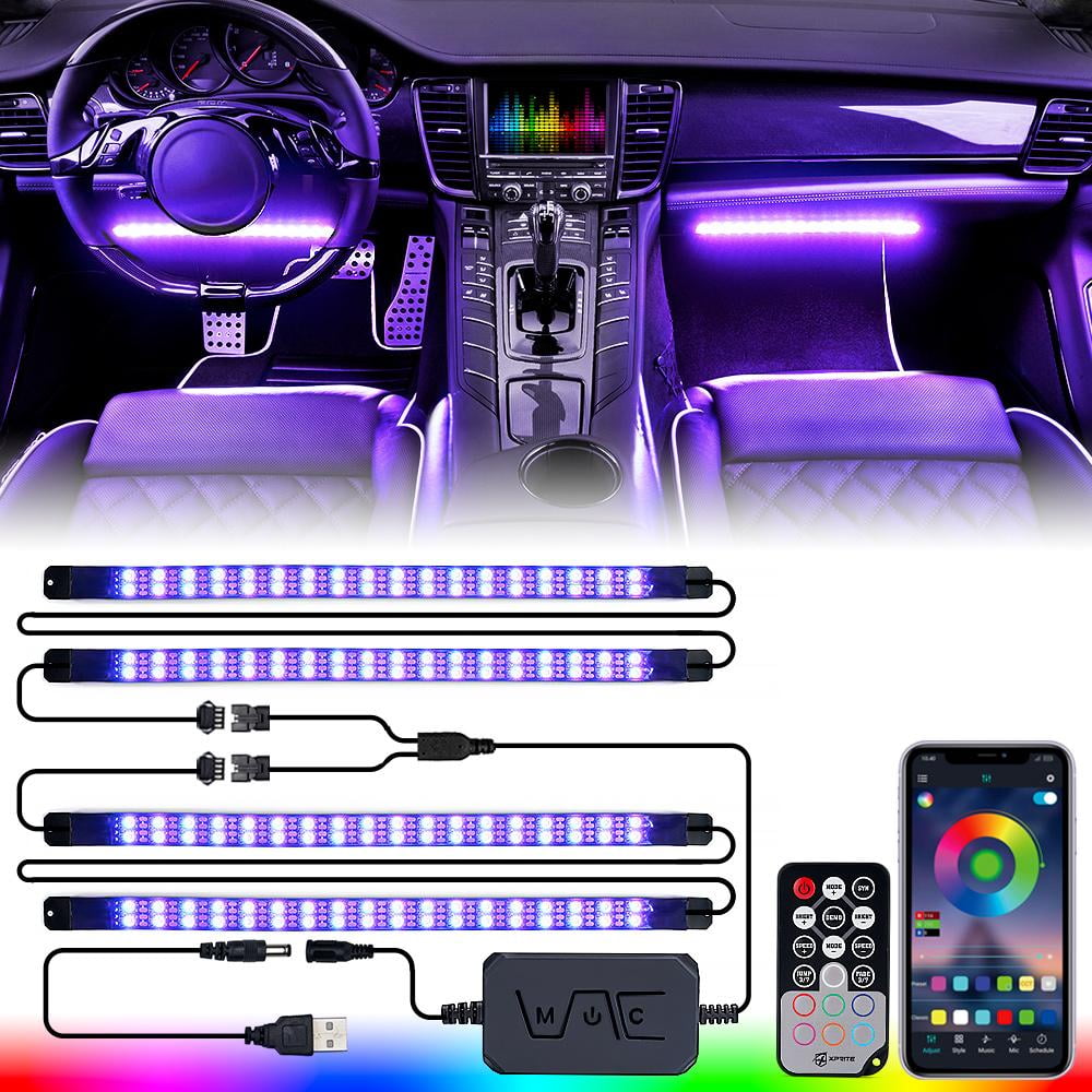 Xprite 4PC Celestial Series Double Row RGB LED Interior Car Light Set ...