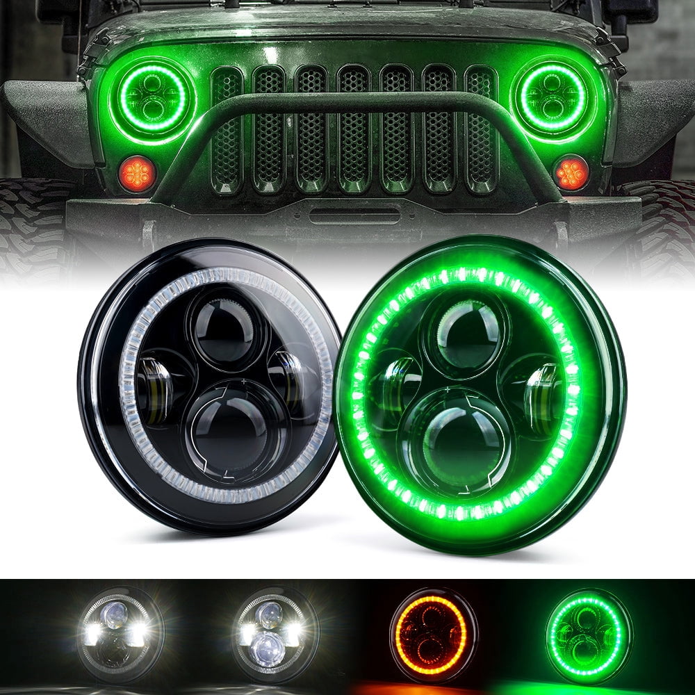 Xprite 7" LED Halo Projector Headlights for 1997-2018 Jeep Wrangler TJ ...