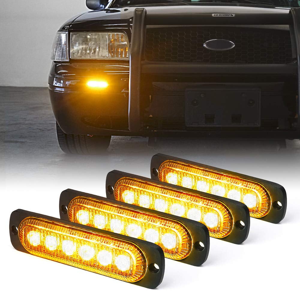 Xprite Amber 6 LED STF9 Emergency Strobe Lights Kit Surface Flush Mount ...