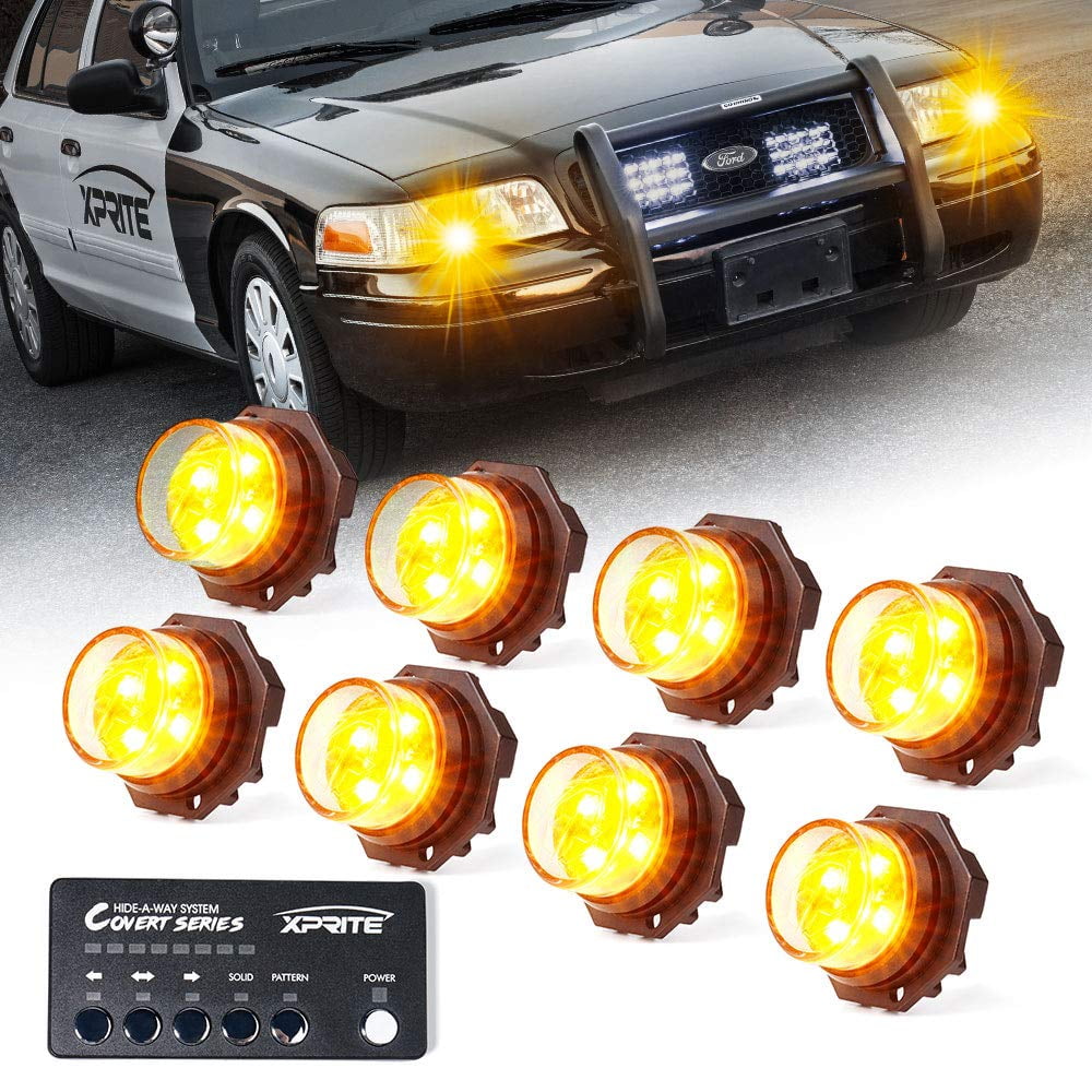 Xprite Amber LED Hideaway YPF5 Strobe Lights Kit 20 Flashing Patterns w ...