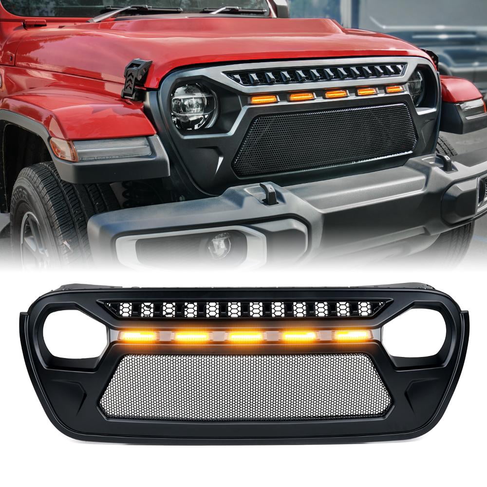 Xprite Black Gladiator Mesh Grille with Amber LED Running Lights for ...