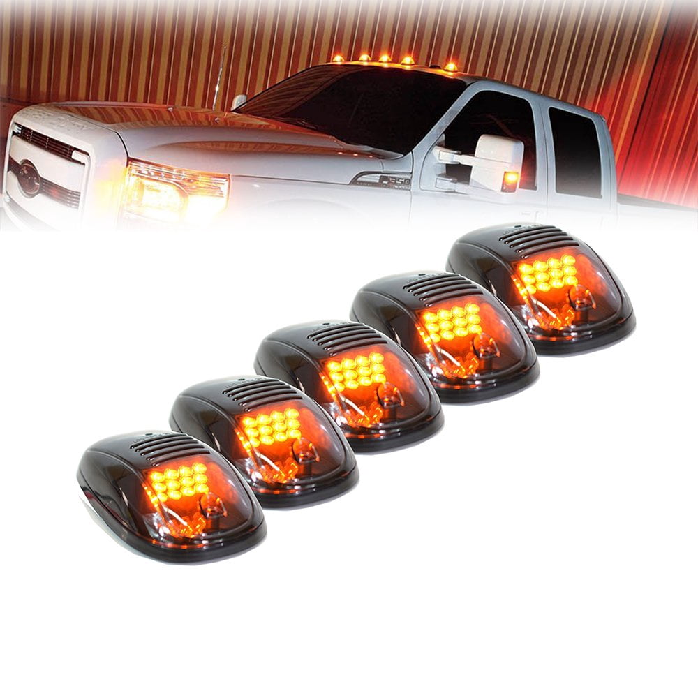 Xprite Black Smoked Lens OIF8 12 LEDs Cab Clearance Light 5 Pcs Roof ...