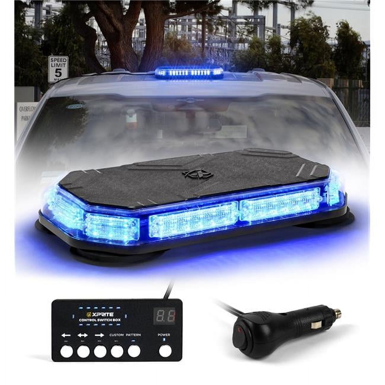 Xprite Blue LED Emergency Strobe Light with Magnetic Mount - Walmart.com