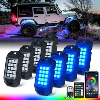 MICTUNING 8 Pods 2nd-Gen RGB LED Rock Light Kit with Bluetooth Controller Timing Funtion Music ...