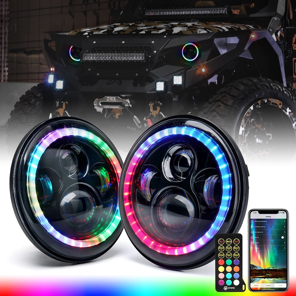 Xprite Exhibit Series 7" Chasing Halo RGB Color Wrangler Headlights ...