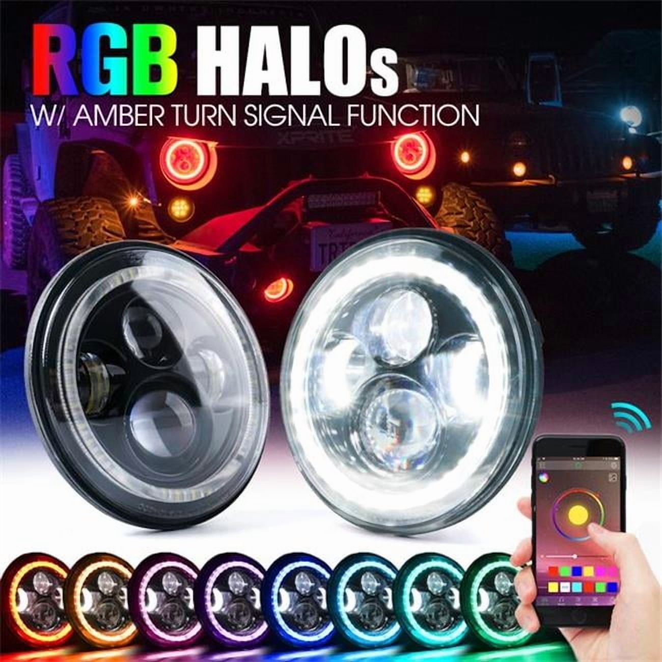 Xprite Exhibit Series 7" RGB Color Wrangler Headlights with Bluetooth ...