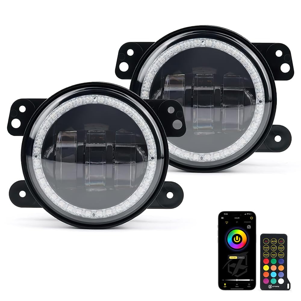 Xprite Fog Lights with KEF16 RGB Halo Angel Ring and Turn Signal Light ...