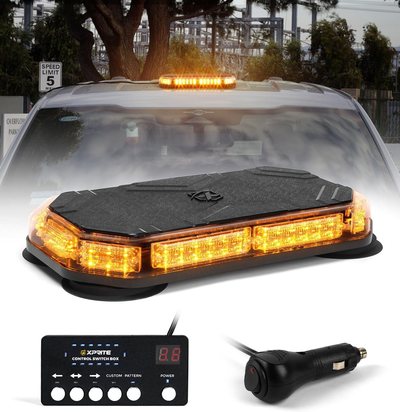 Xprite High-Visibility LED Strobe Beacon, 38 Patterns, Magnetic Mount ...