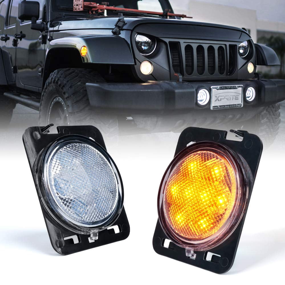 Aazon.co: Nilight JK Side Arker Light 8LED Soked Lens Aber Front