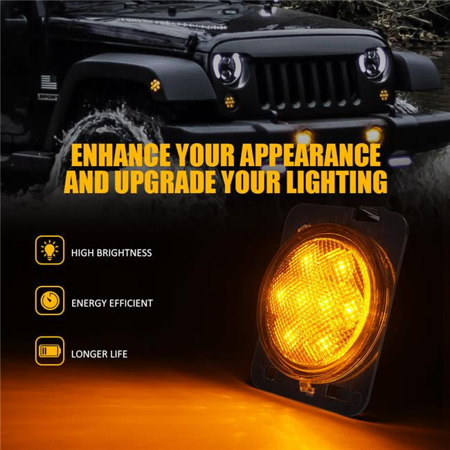 Xprite Exterior LED Side Marker Fender Lights for 2007-2018 Jeep ...