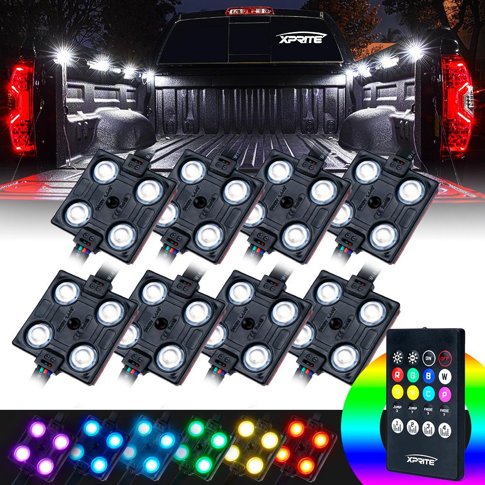 Xprite Professional Universal 8pc Square Rock Light Pods Truck Bed ...
