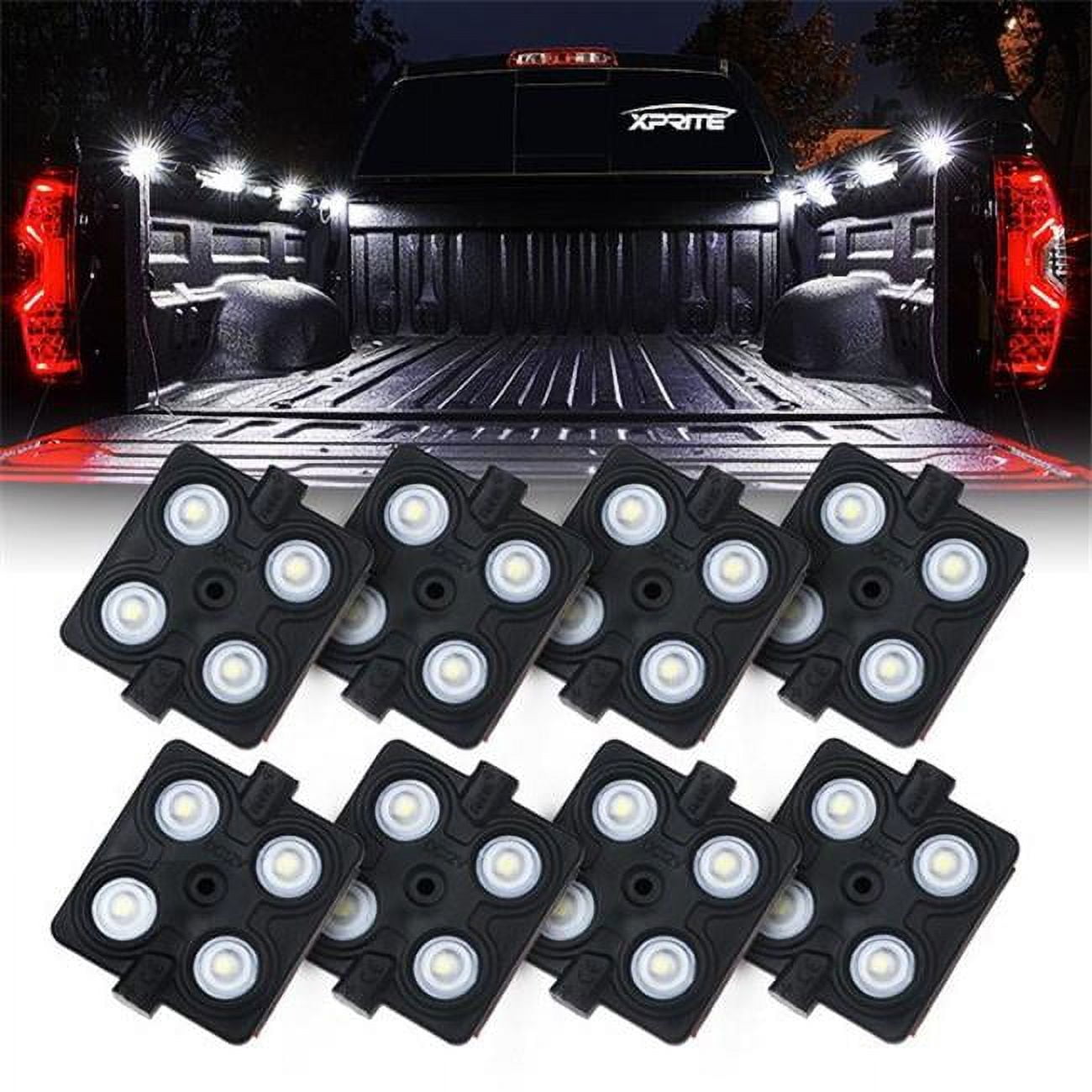 Xprite USA 8 LED Square Rock Light Pods Truck Bed Lighting Kit with ...