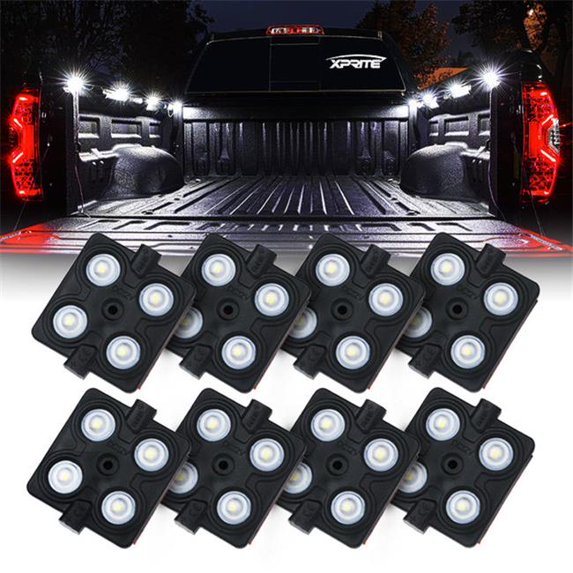 Xprite USA 8 LED Square Rock Light Pods Truck Bed Lighting Kit with ...