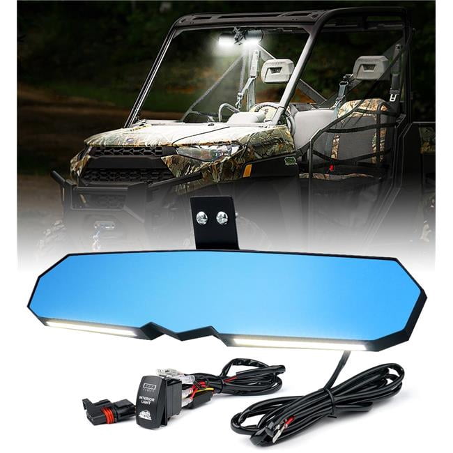 Xprite UTV Center View Mirror with LED Lights & Rocker Switch, Valiant ...