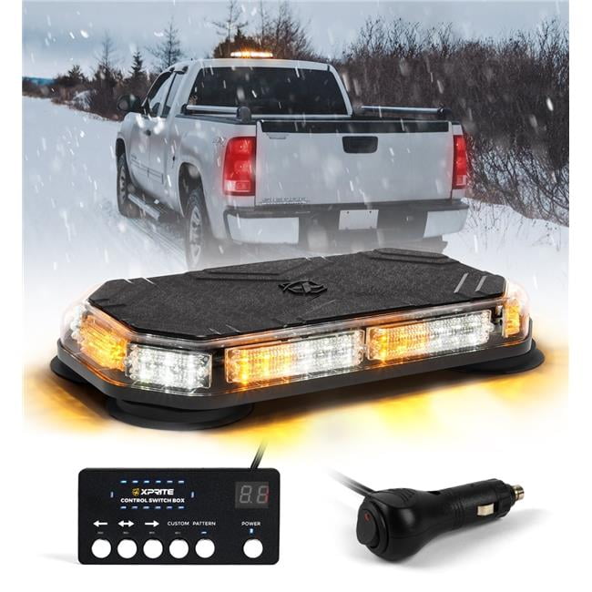 Xprite White & Amber LED Emergency Strobe Light with Magnetic Mount ...