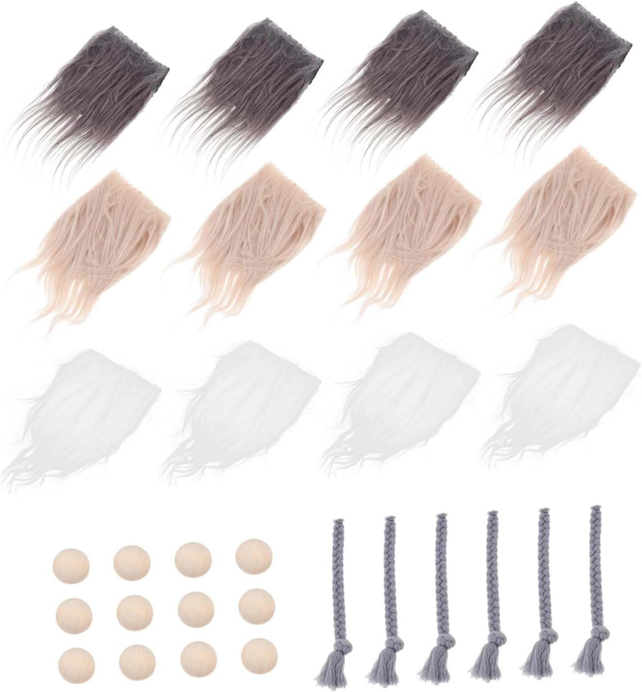 Xqif 4 Sets Cute Beards Wood Beads Dwarf Cotton Beads Gnome Beard DIY ...