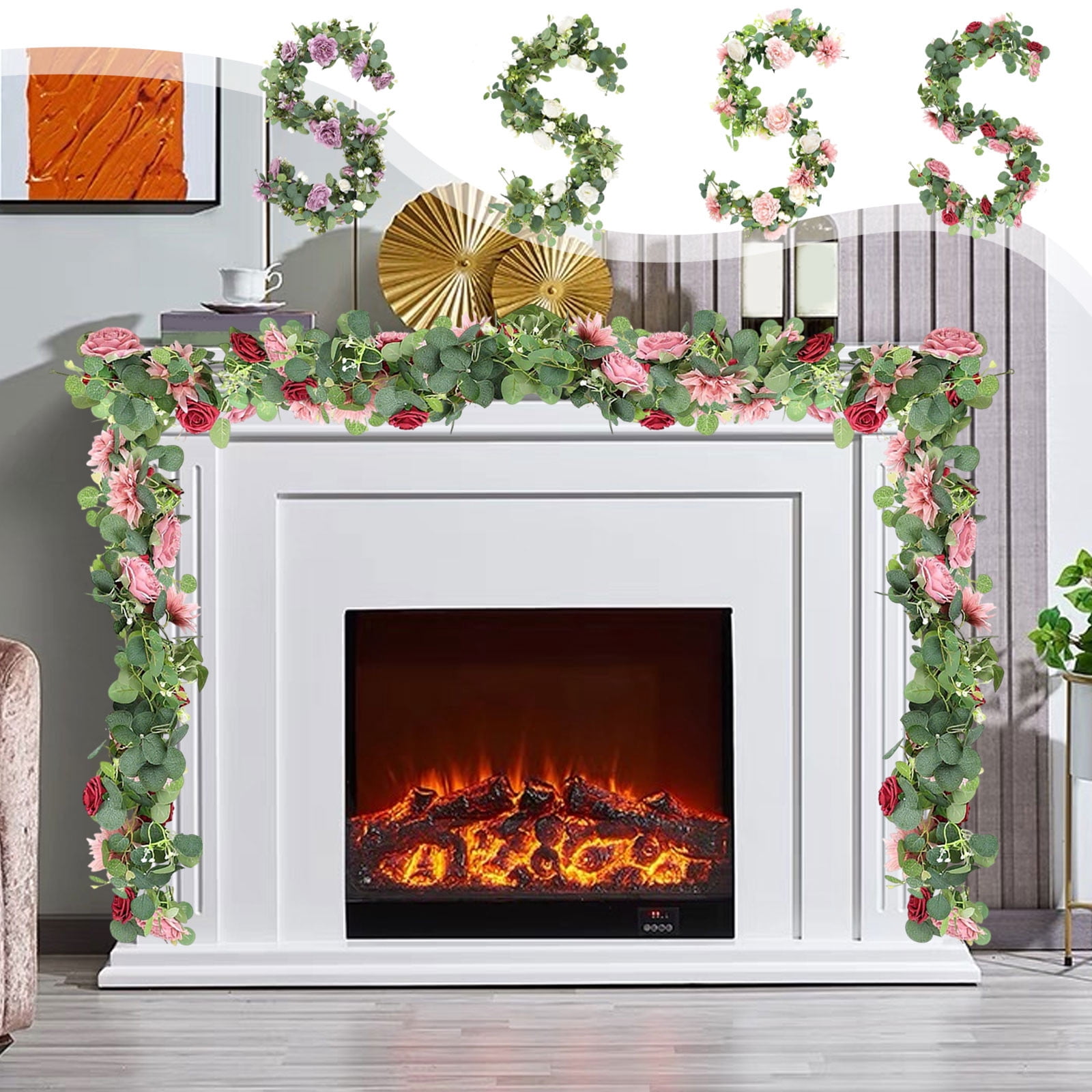 Xqxayjr under $5 4Pcs Rose Vine, Artificial Rose Vine, 5.9 FT Fake ...