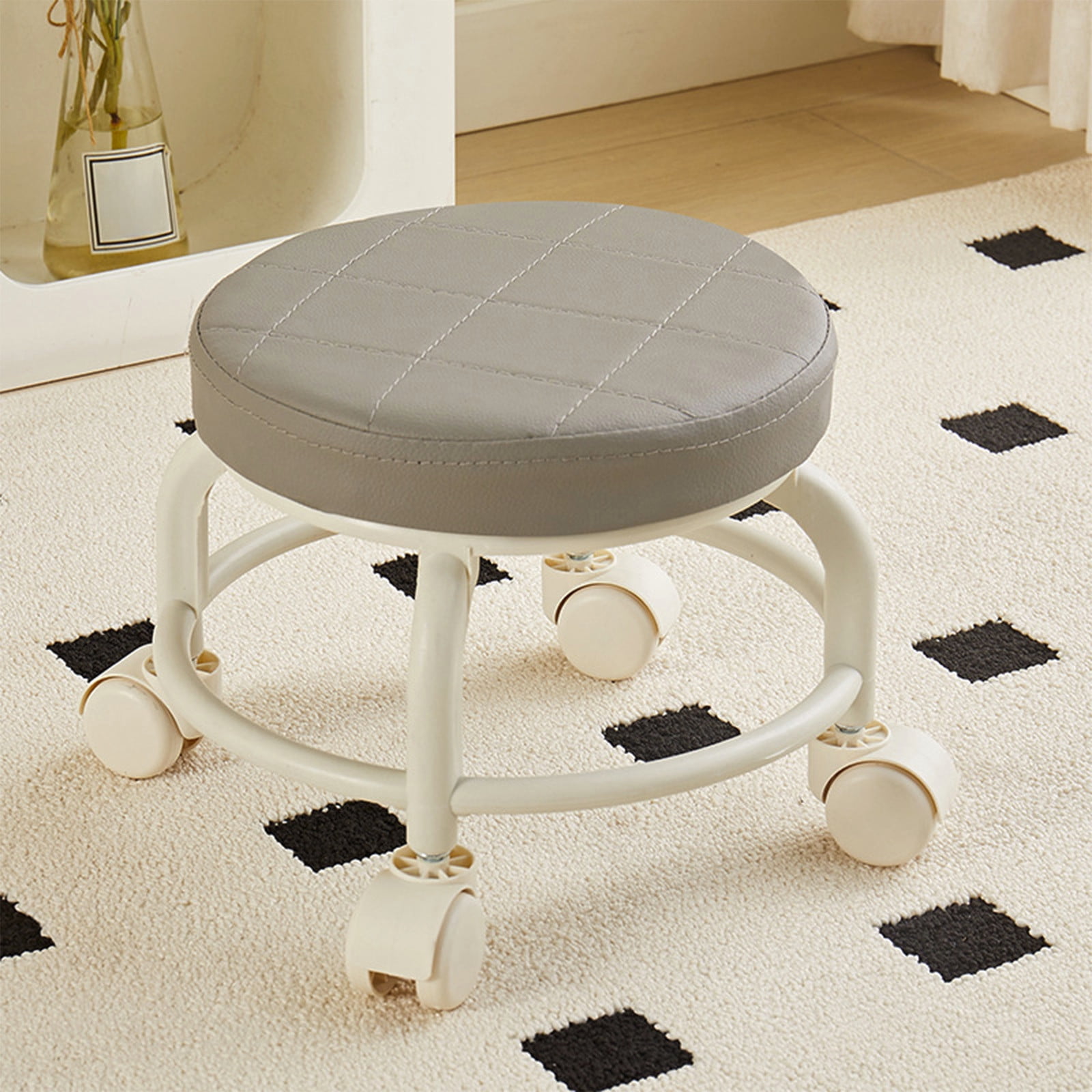 Xqxayjr under $5 Rolling Stool With Wheels, 360 Degree Swivel Rolling ...