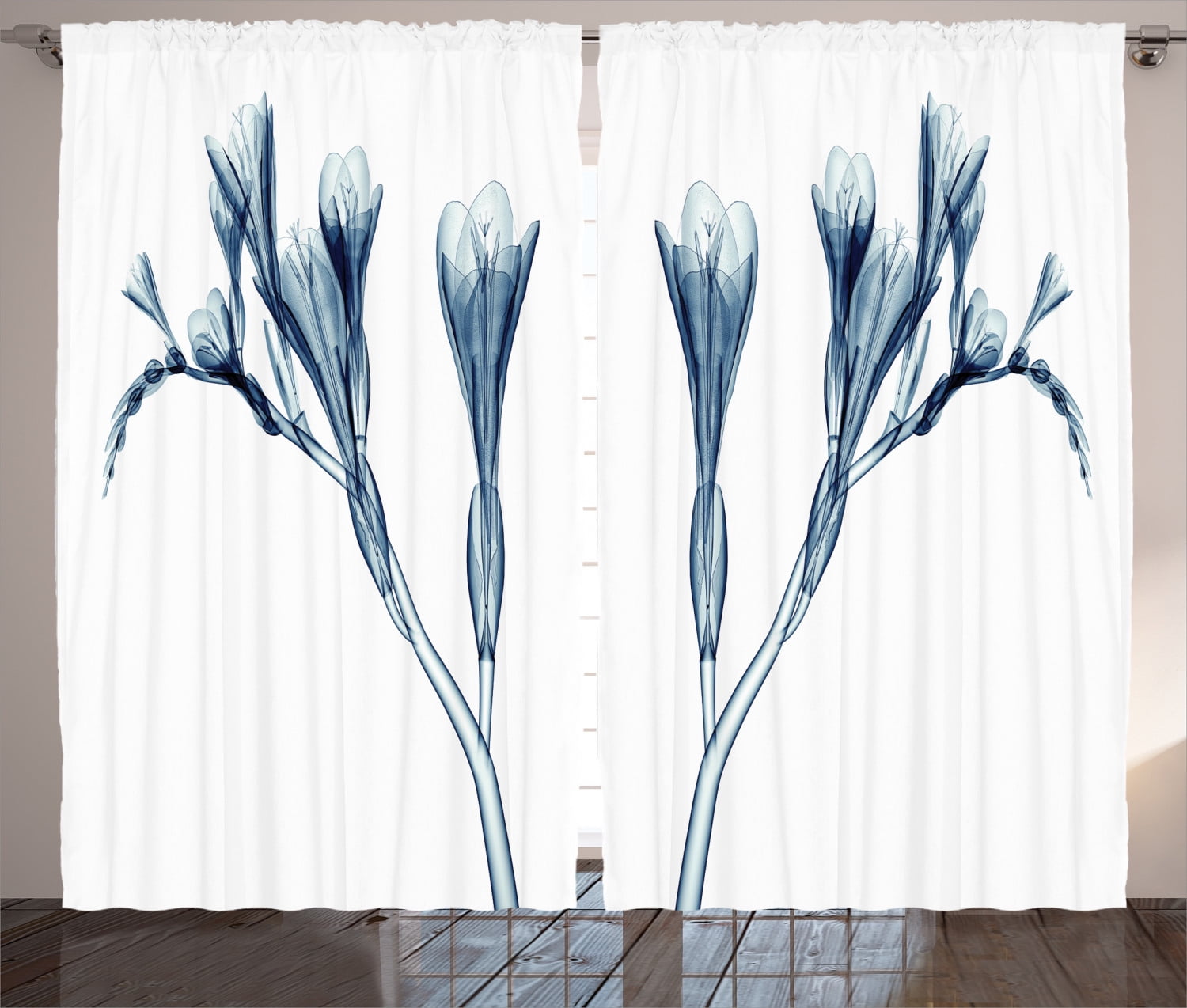 Ambesonne Flower Curtains 2 Panel Set, Uv Style X-ray Plant Motif, 108 ...