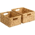 Xrgnb 2 Pack Water Hyacinth Wicker Storage Baskets with Built-in ...