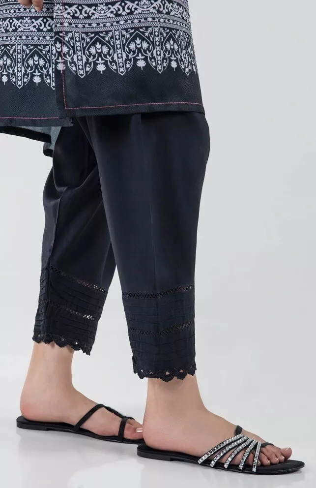Xs Plain Black Lace Detail Pakistani Indian Salwar Shalwar Pants ONLY ...