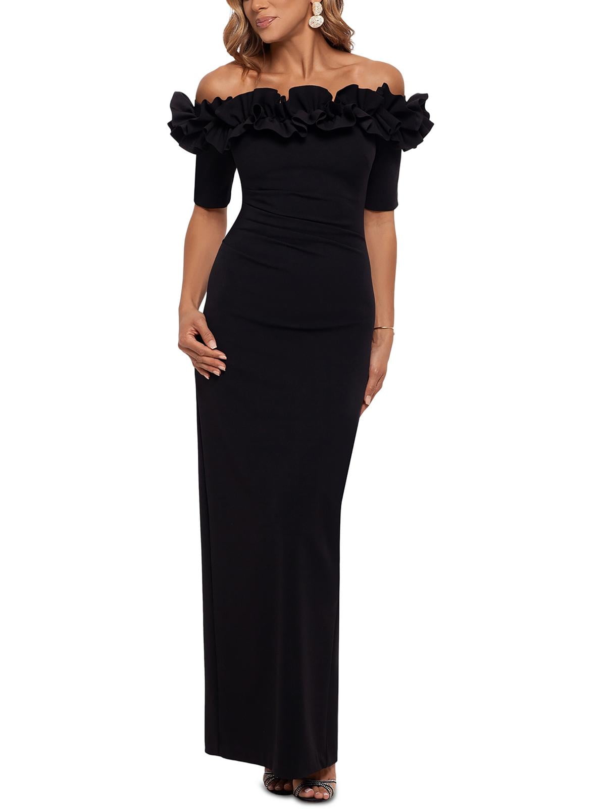 Xscape Womens Crepe Ruffled Evening Dress - Walmart.com