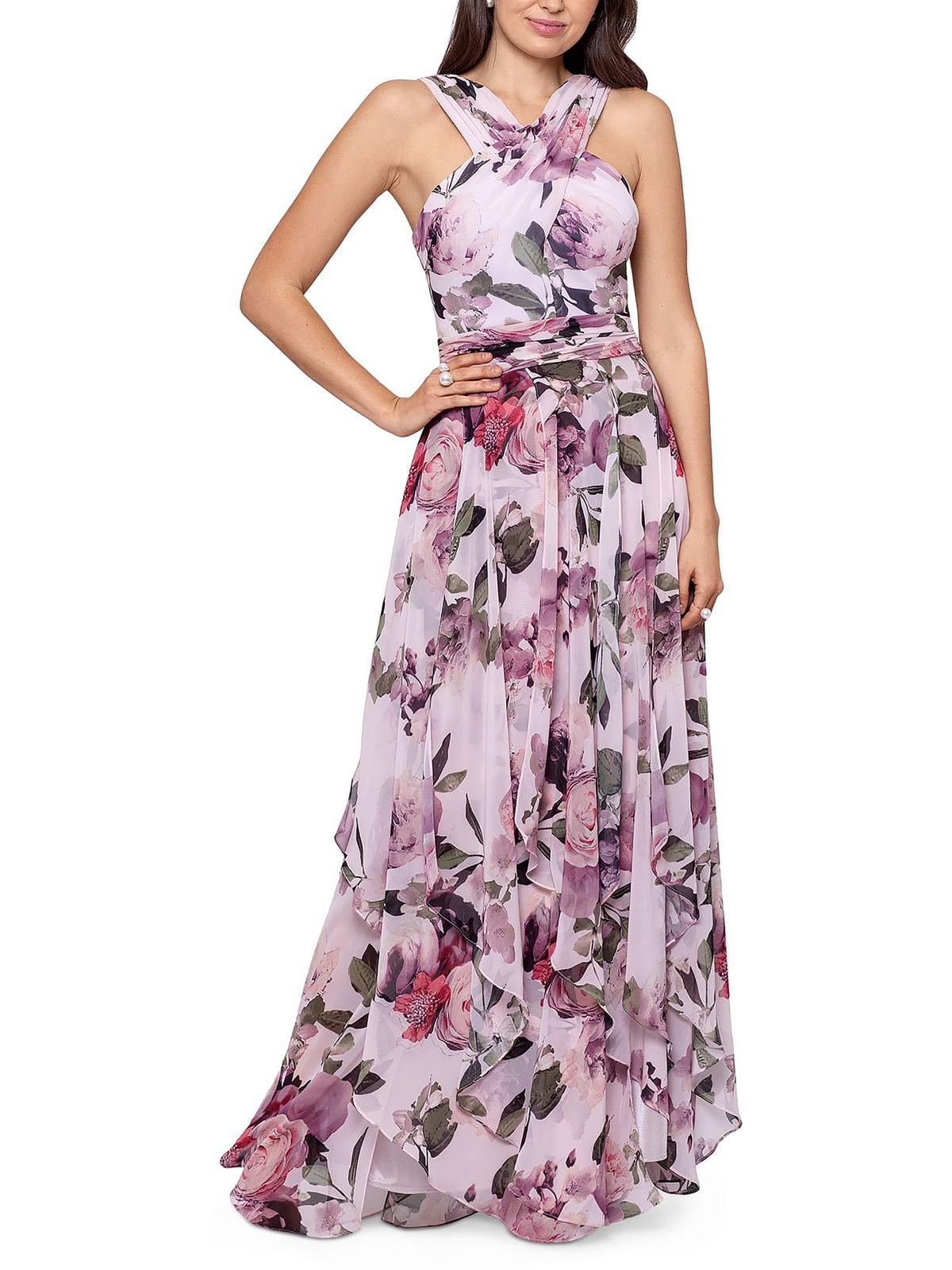 Xscape Womens Criss Cross Maxi Maxi Dress