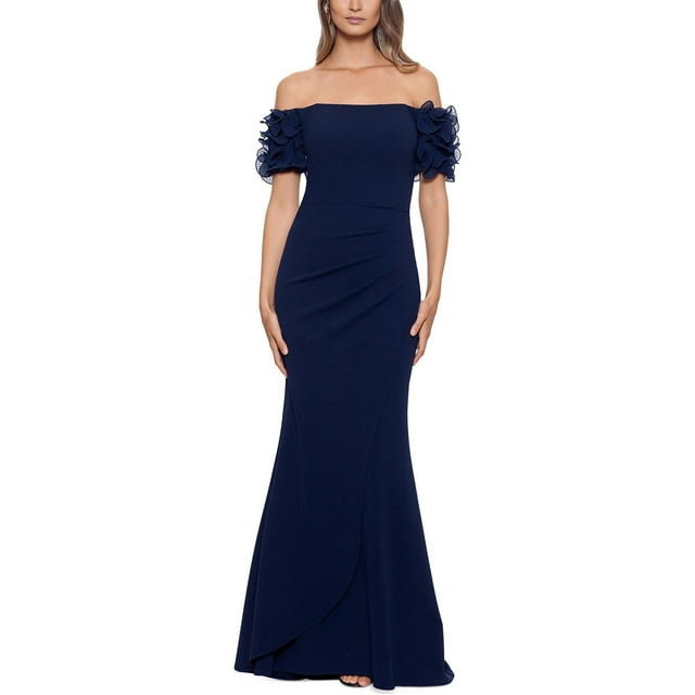 Xscape Womens Off-The-Shoulder Ruffled Evening Dress - Walmart.com