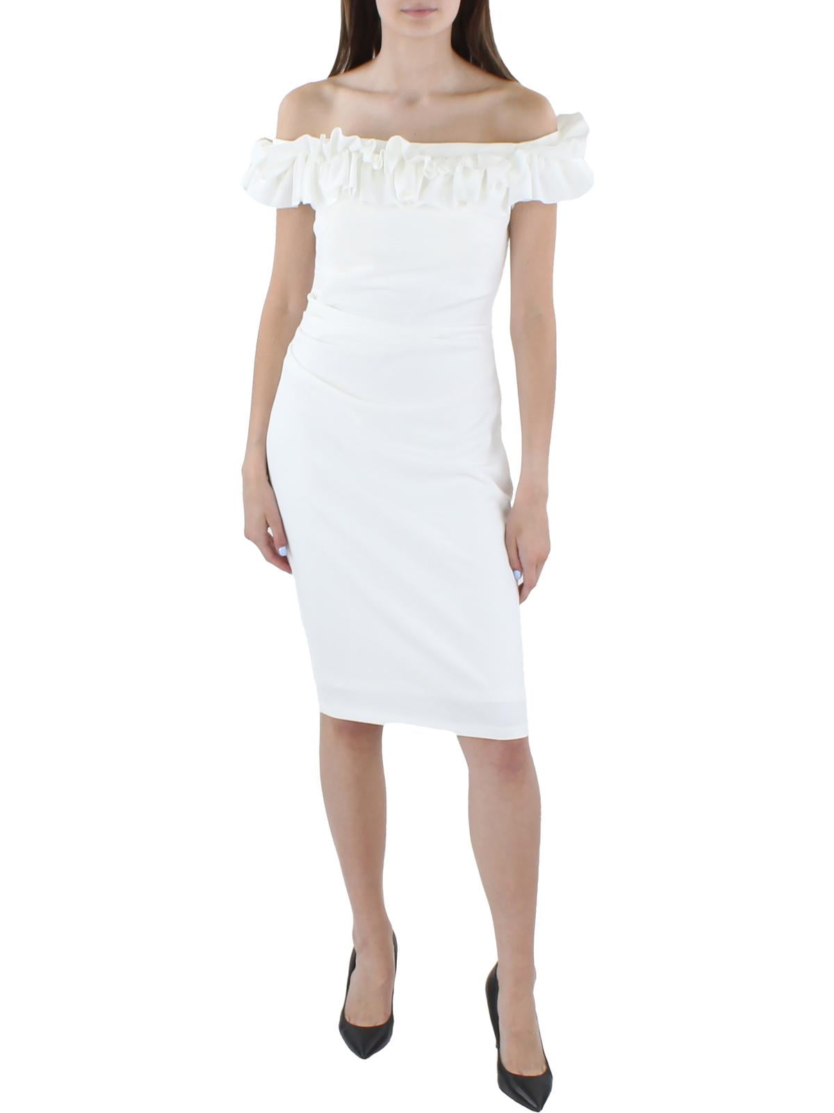 Xscape Womens Ruffle Off-The-Shoulder Cocktail and Party Dress ...