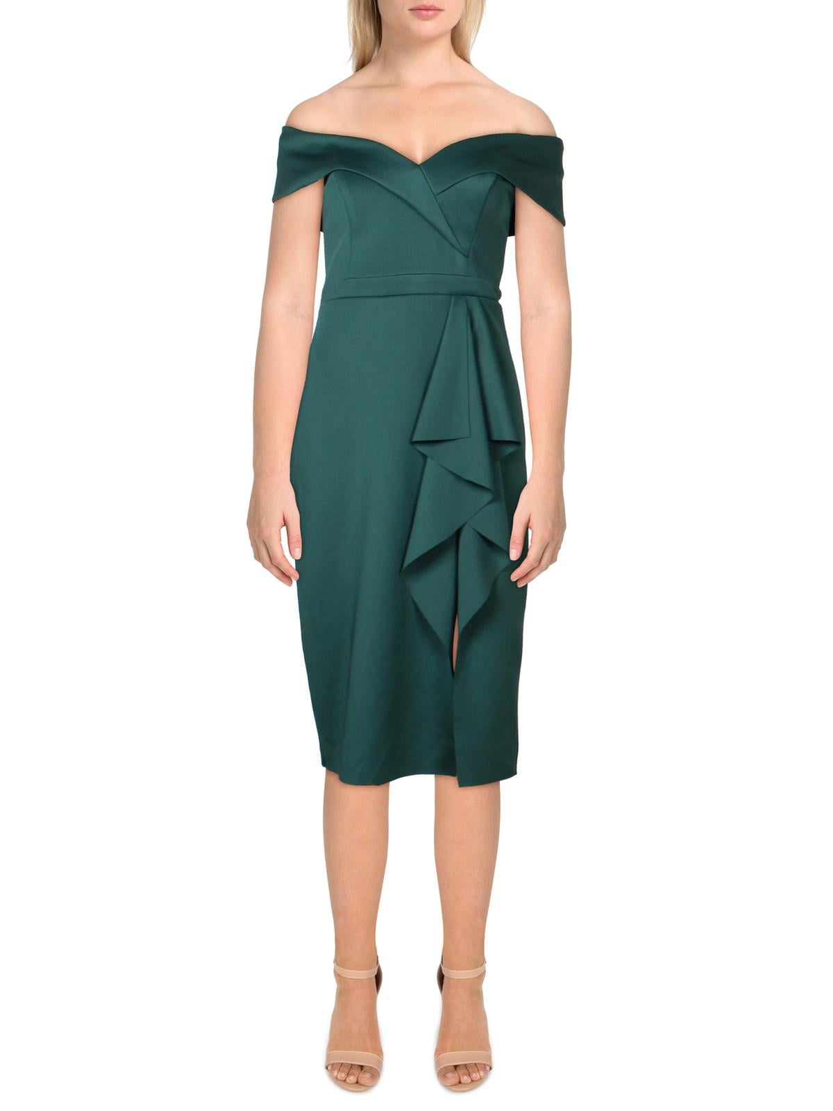Xscape Womens Ruffled Midi Cocktail and Party Dress - Walmart.com