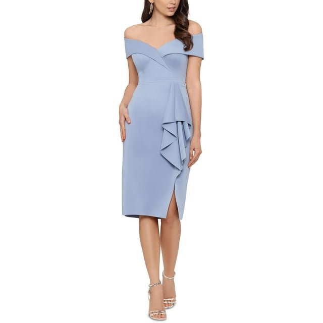 Xscape Womens Ruffled Midi Cocktail and Party Dress - Walmart.com