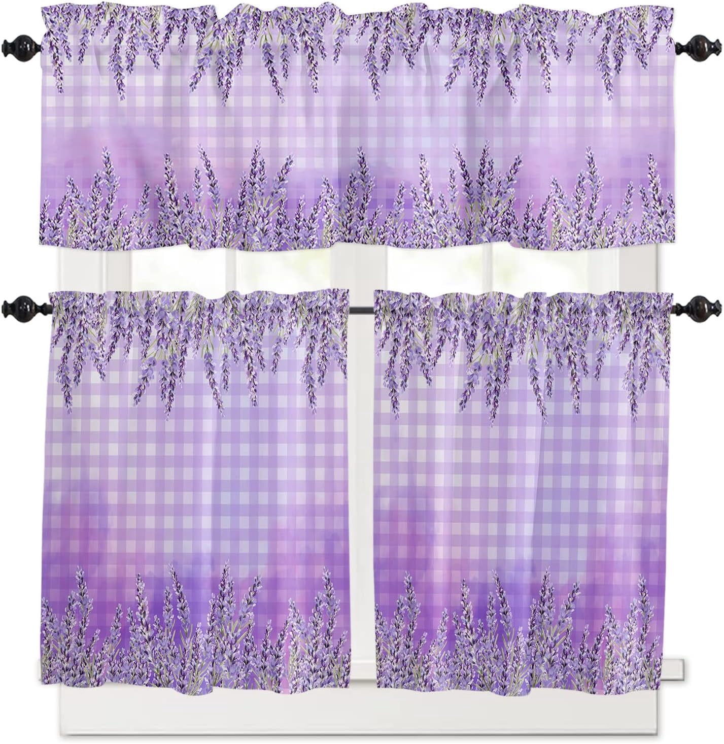 Xsinufn Lavender Kitchen Curtains Set Small Half Curtains 24 Inches ...